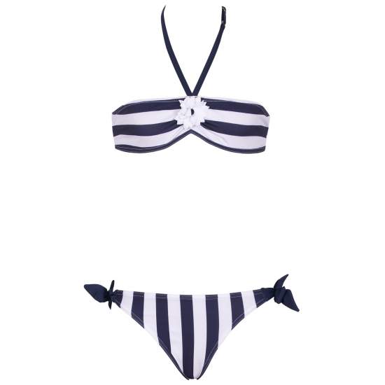 Romance Striped Strapless Bikini Set