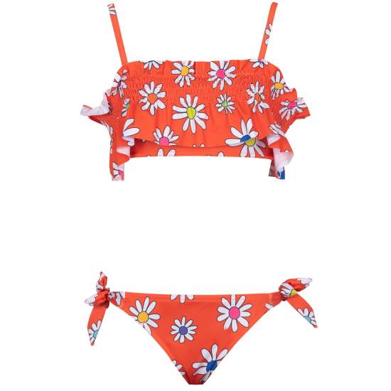 Daisy Patterned Strapless Bikini Set