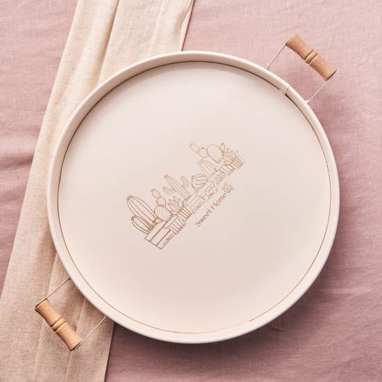 Karaca Country Round Cream Tray 37 cm