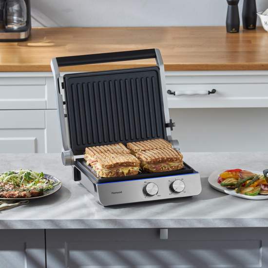 Homend Grilliant 1344H Inox Body, Cast Plate Toaster and Grill Machine