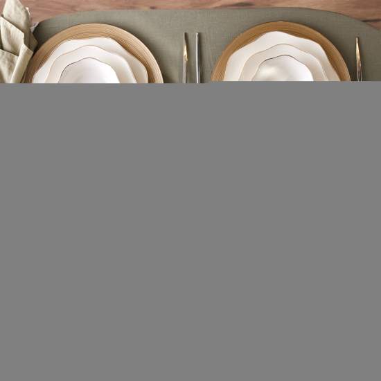 Emsan Lotus Fine Bone 53 Pieces Dinnerware Set for 12 People Gold