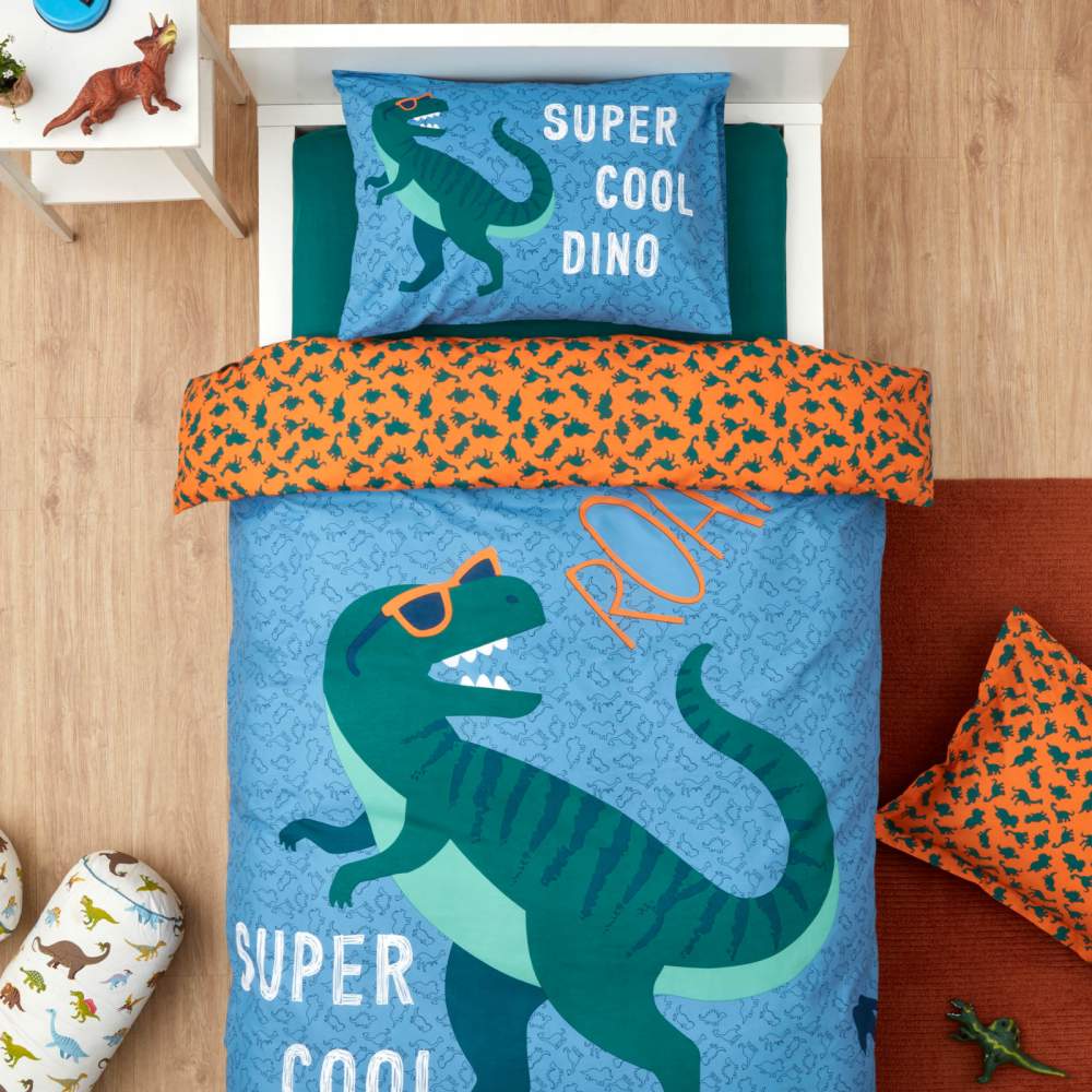 Karaca Home Young Cool Dino 100% Cotton Single Duvet Cover Set
