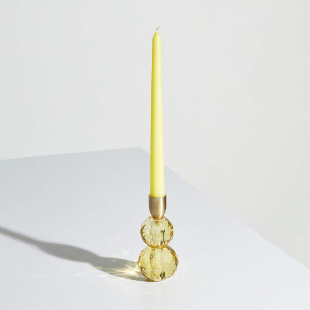 Karaca Home Vicki Candlestick Glass 6x13 cm Yellow