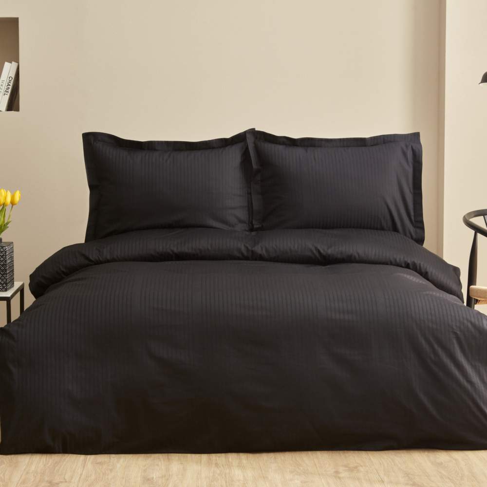 Karaca Home Uniq 100% Cotton Double Satin Duvet Cover Set Black