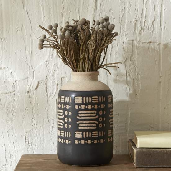 Karaca Home Rustic Vase 15.2x15.2x24.3 cm Black