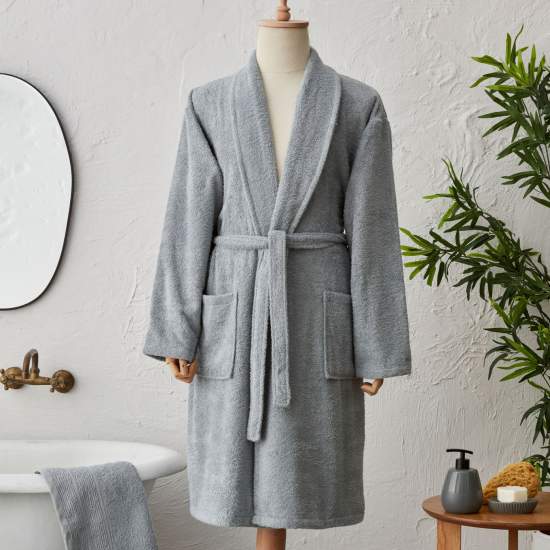 Karaca Home Lottie 100% Cotton Bathrobe XL XXL Anthracite