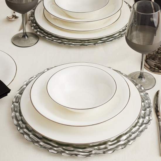 Karaca Diana Fine Pearl 24 Pieces Platinum Dinnerware Set for 6 Persons