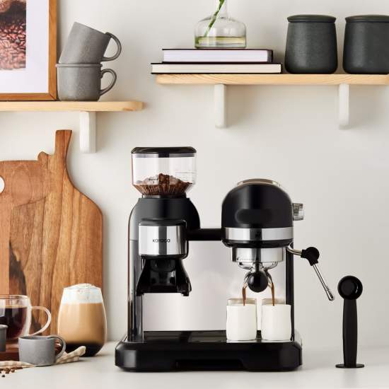 Karaca Coffeemaid Coffee Grinder, Milk Frother, 19 Bar Pressure Espresso, Latte, Cappuccino, Americano Machine 1.4L