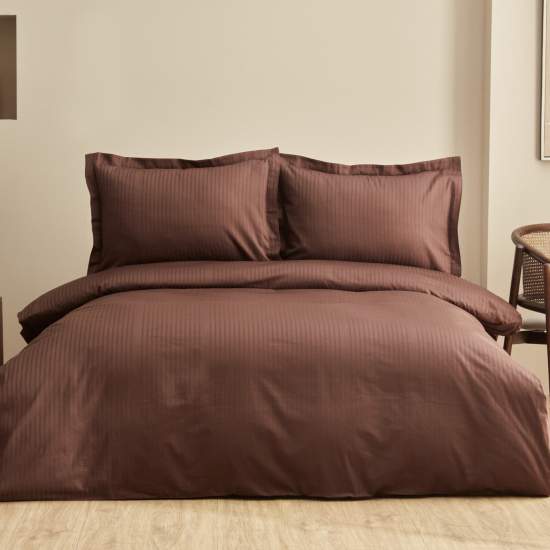 Karaca Home Uniq 100% Cotton Single Satin Duvet Cover Set Brown