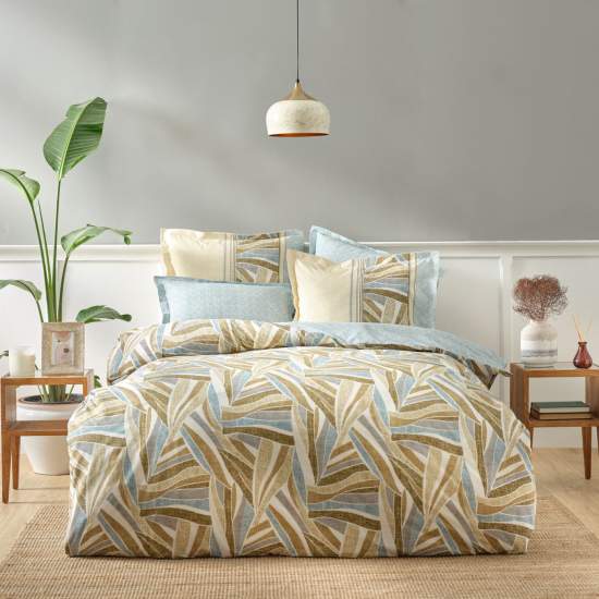 Karaca Home Raul Beige Double 100% Cotton Duvet Cover Set Fitted