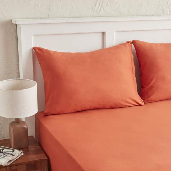 Karaca Home Motto Combed Cotton Fitted Double Bed Sheet 160x200+30 cm Orange