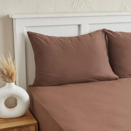 Karaca Home Motto Combed Cotton Fitted Double Bed Sheet 160x200+30 cm Brown