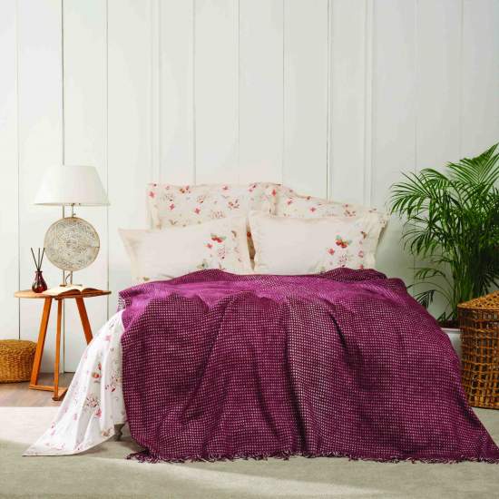 Karaca Home Luna Claret Red Double Blanket Bed Sheet Set