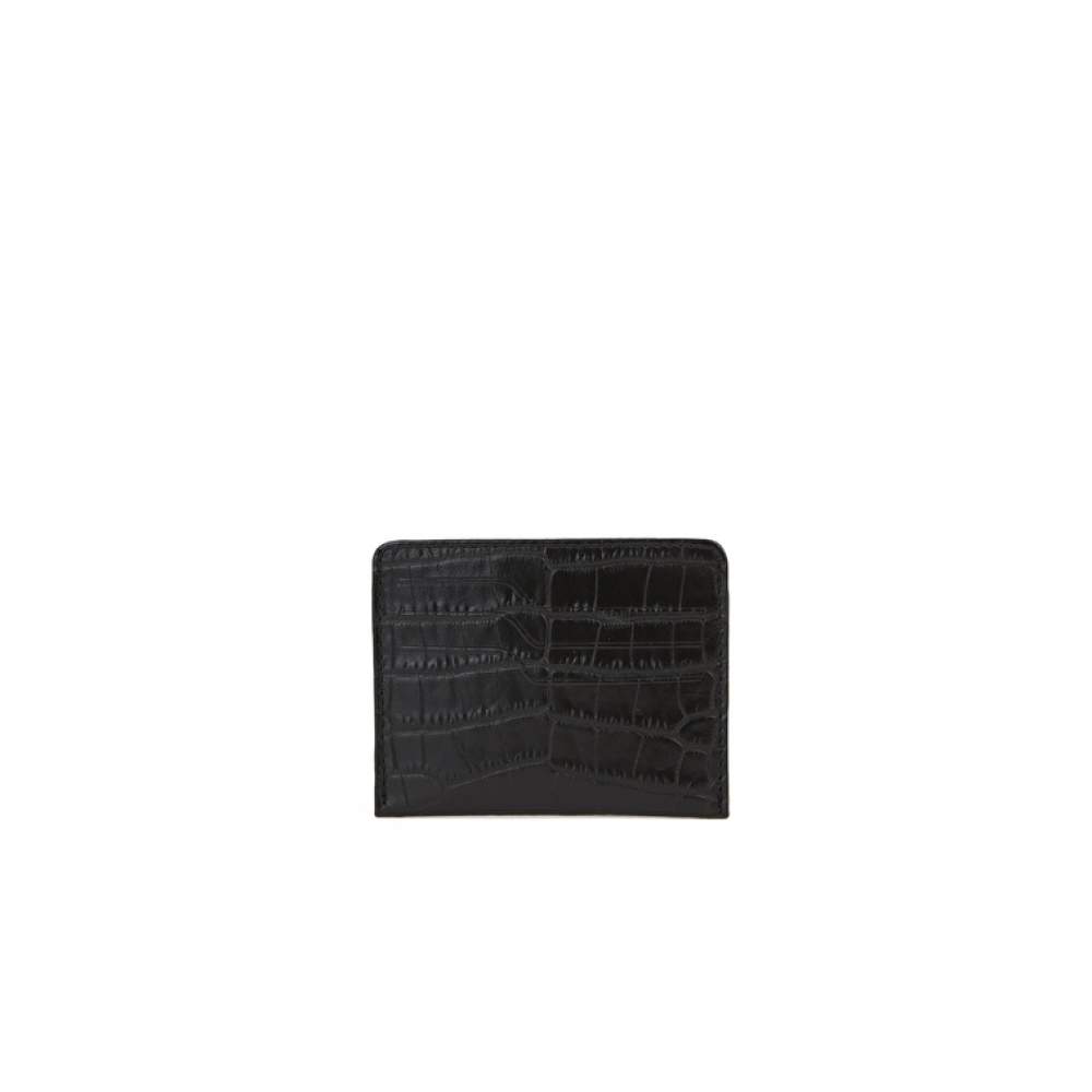 Black Crocodile Texture Womens Leather Card Holder