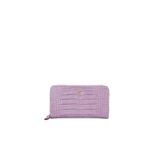 Lilac Crocodile Textured Women's Leather Wallet