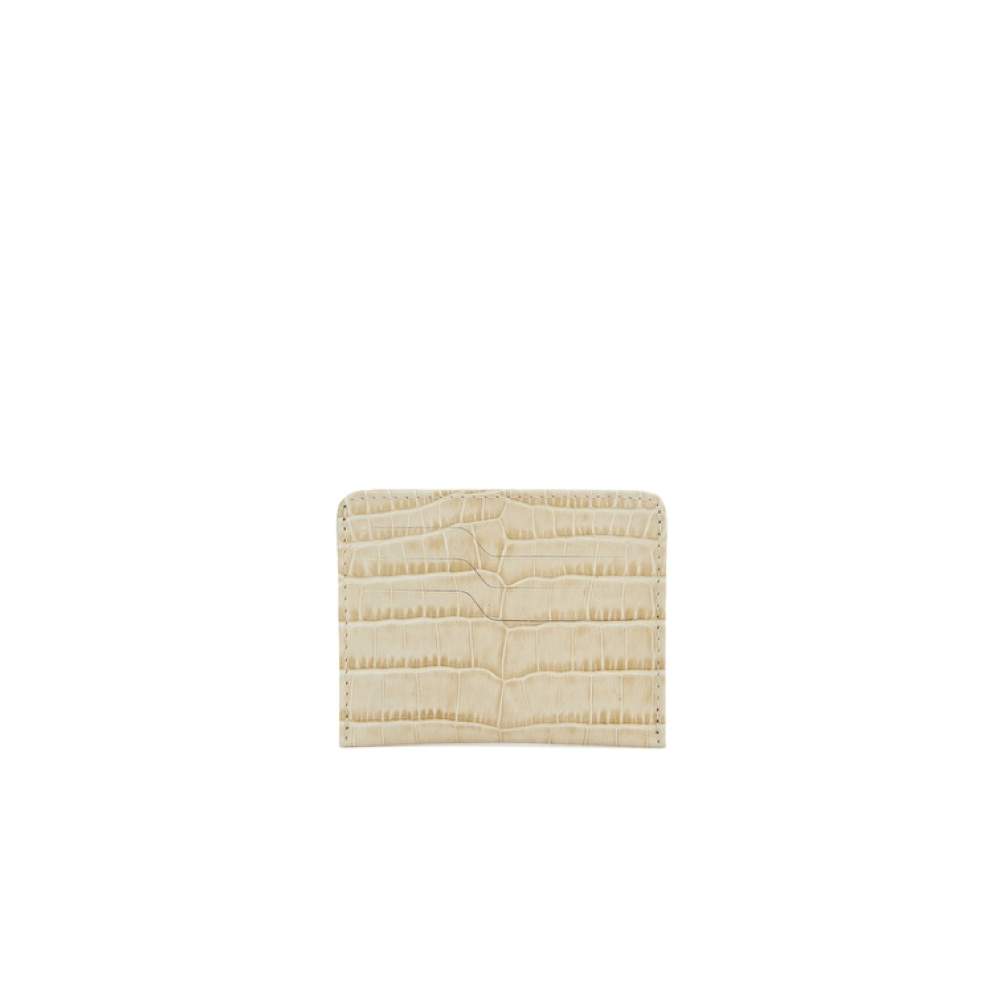 Beige Crocodile Texture Women's Leather Card Holder