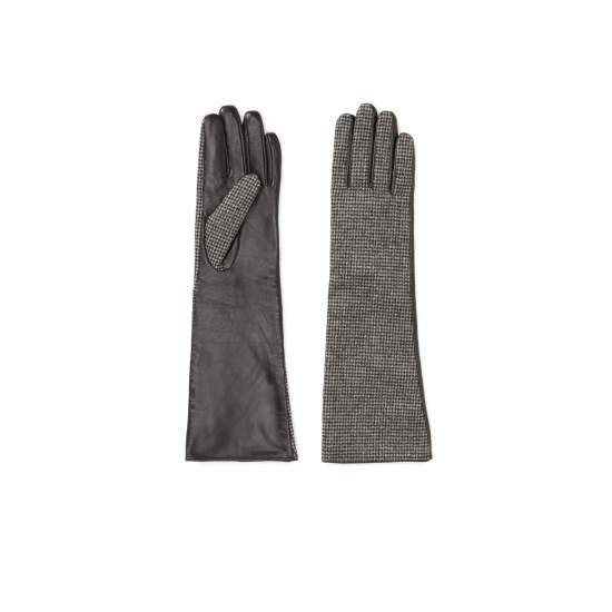 Black Micro Crowbar Pattern Womens Leather Gloves