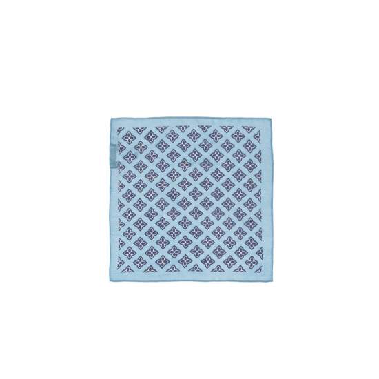 Navy Blue Geometric Patterned Women's Silk Handkerchief