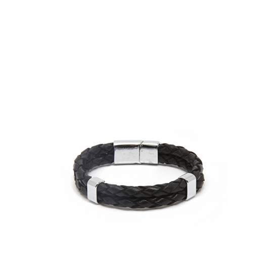 Black Men's Leather Bracelet