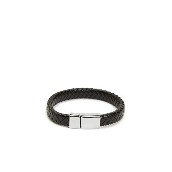 Black Men's Leather Bracelet