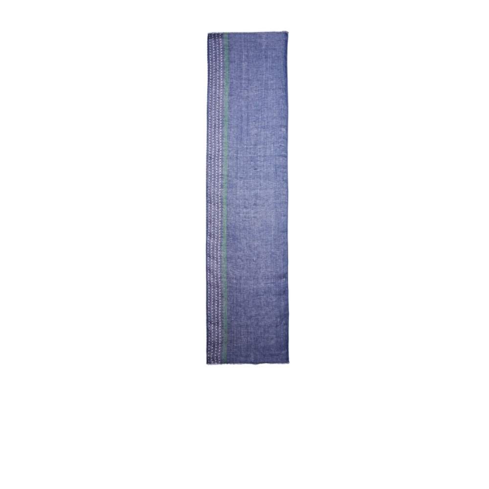 Indigo Geometric Patterned Men's Linen Shawl