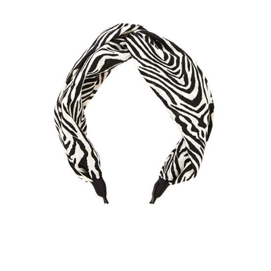 Black Off-White Zebra Patterned Crown
