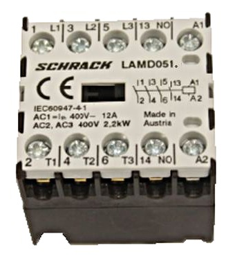 Mikro kontaktor, 2.2kW, 5A, AC3, 24V AC, 3NO + 1NO
Nazivna struja 5A, Napon špulne AC 24V