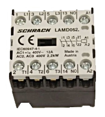 Mikro kontaktor, 2.2kW, 5A, AC3, 230V AC, 3NO + 1NC
Nazivna struja 5A, Napon špulne AC 230V