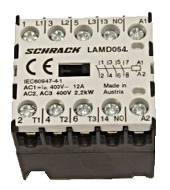 Mikro kontaktor, 2.2kW, 5A, AC3, 24V AC, 4NO
Nazivna struja 5A, Napon špulne AC 24V