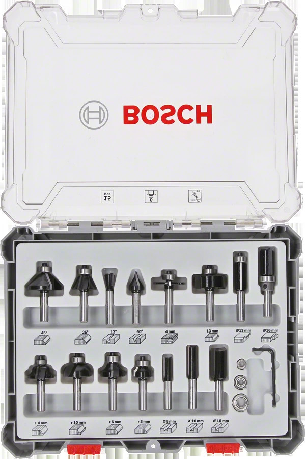 Bosch komplet raznih glodala, 15 komada, prihvat od 8 mm (2607017472)ID EK000547469