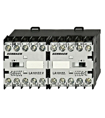 Kontaktor za promenu smera 5,5kW 230VAC sa meh.blokadom, 1NC
mehanička blokada, sa N/C, Veličina LA1, Nazivna struja 12A, Napon špulne AC 230V