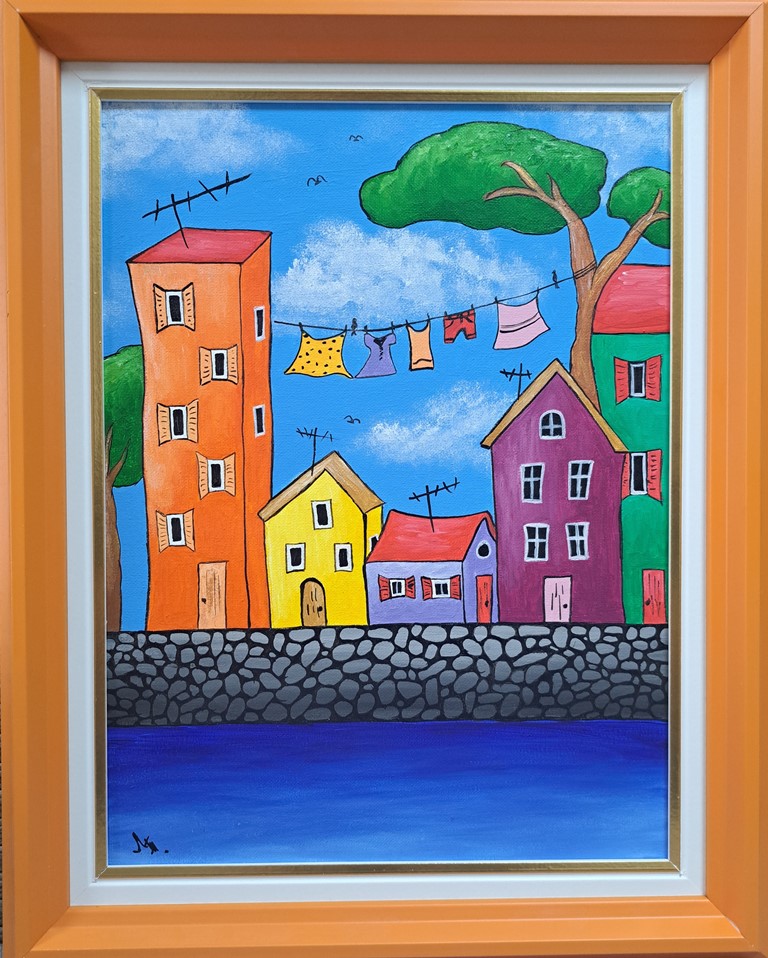 Sušenje veša, akril na platnu, sa 49×39 cm, bez 40×30 cm, Tijana L. , sertifikat, 80 eura