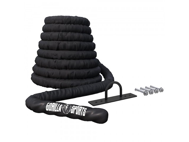 GORILLA SPORTS Kanap za trening ’’Battle Rope’’ sa zidnim nosačem (1500 cm x 3,8 cm)