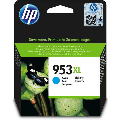 HP 953XL High Yield Cyan Original Ink Cartridge - F6U16A