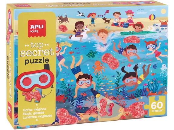 Apli Puzzle + 3D naočare 60 kom - Top Secret plaža 19220