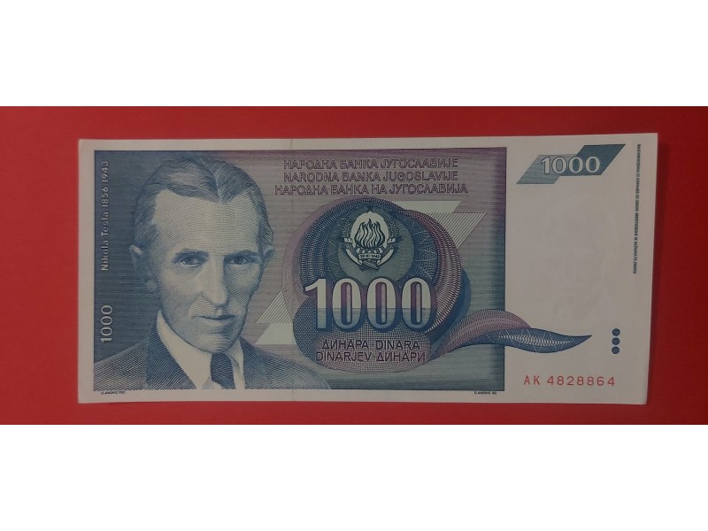 1.000 dinara 1991 god SFRJ aUNC Tesla