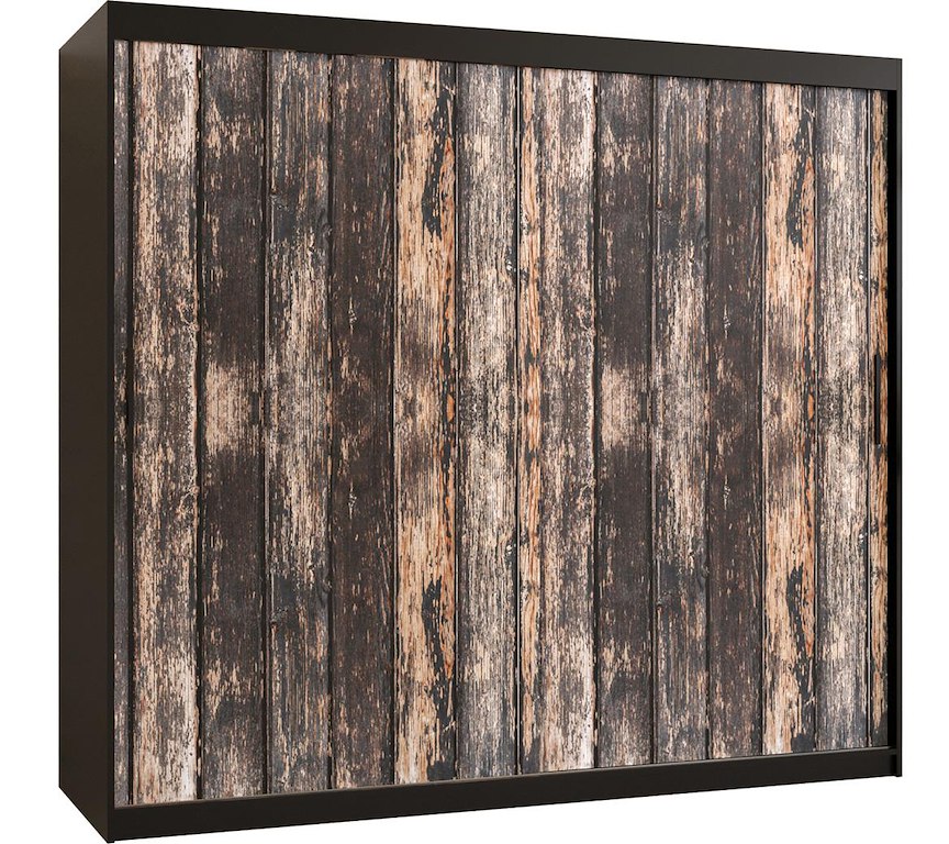 Rustic I klizni ormar 2 vrata 200x62x200 cm rustik drvo/crni