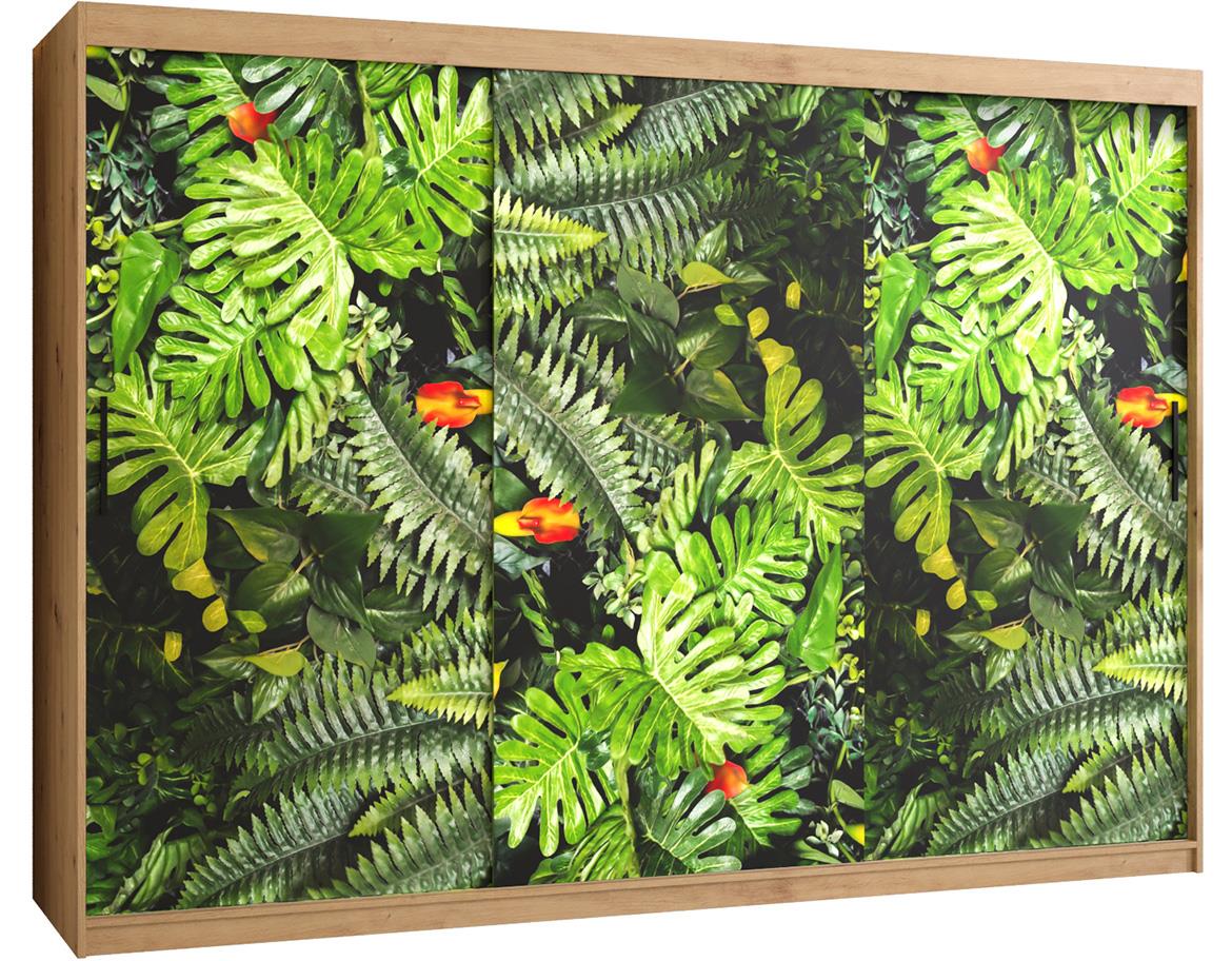 Kinshasa 1 klizni ormar 3 vrata 250x62x200 cm natur (artisan hrast)/motiv džungle