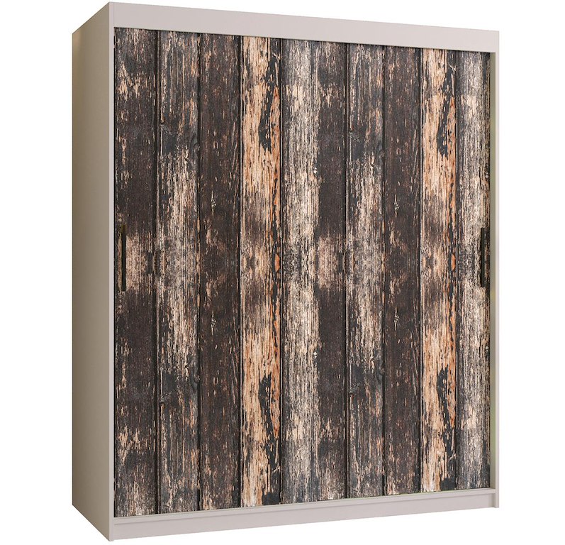 Rustic I klizni ormar 2 vrata 150x62x200 cm rustik drvo/crno/beli