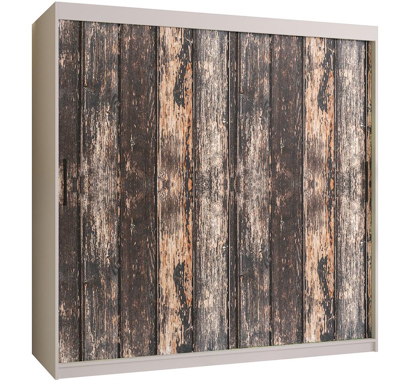 Rustic I klizni ormar 2 vrata 180x62x200 cm rustik drvo/crno/beli