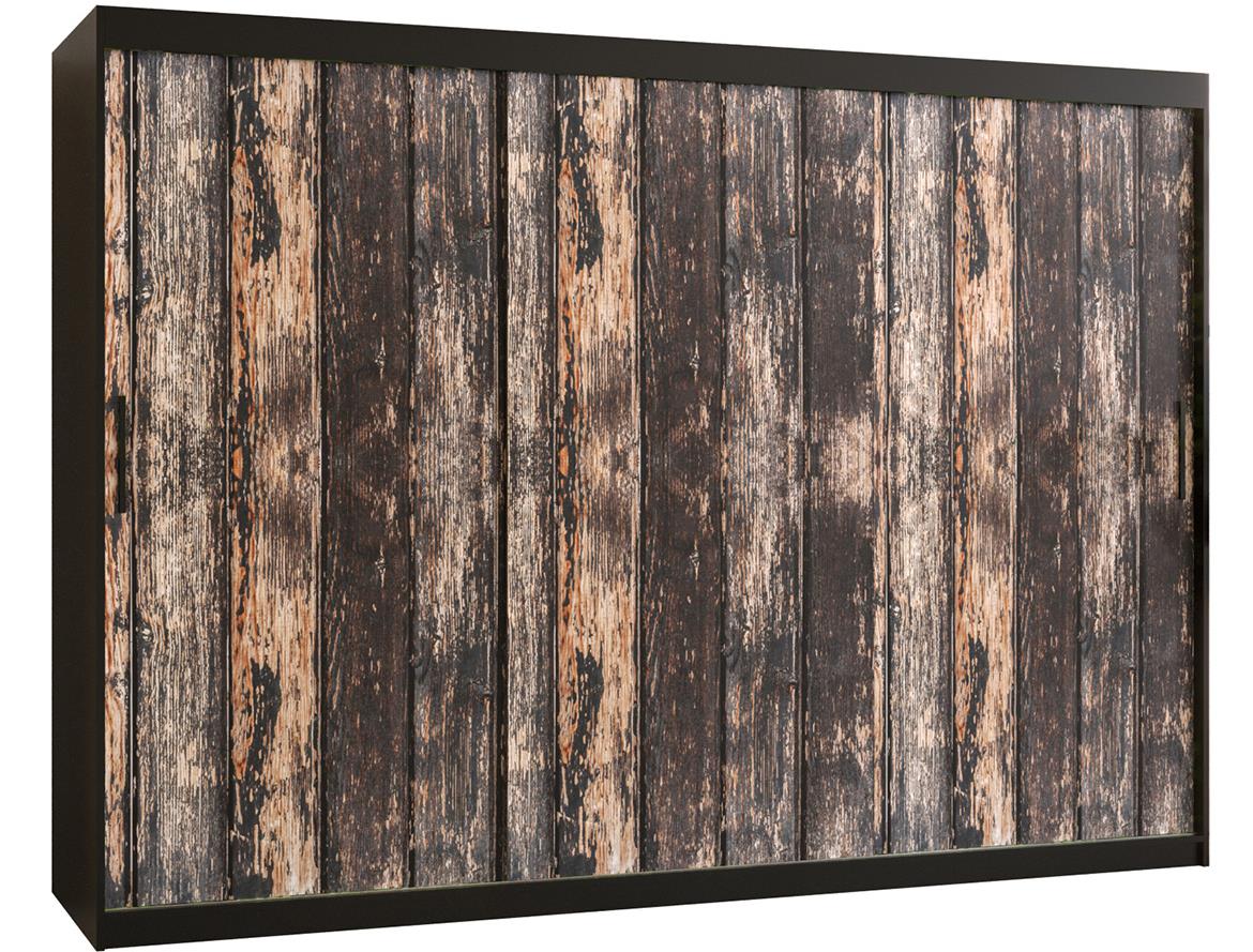 Rustic I klizni ormar 3 vrata 250x62x200 cm rustik drvo/crni