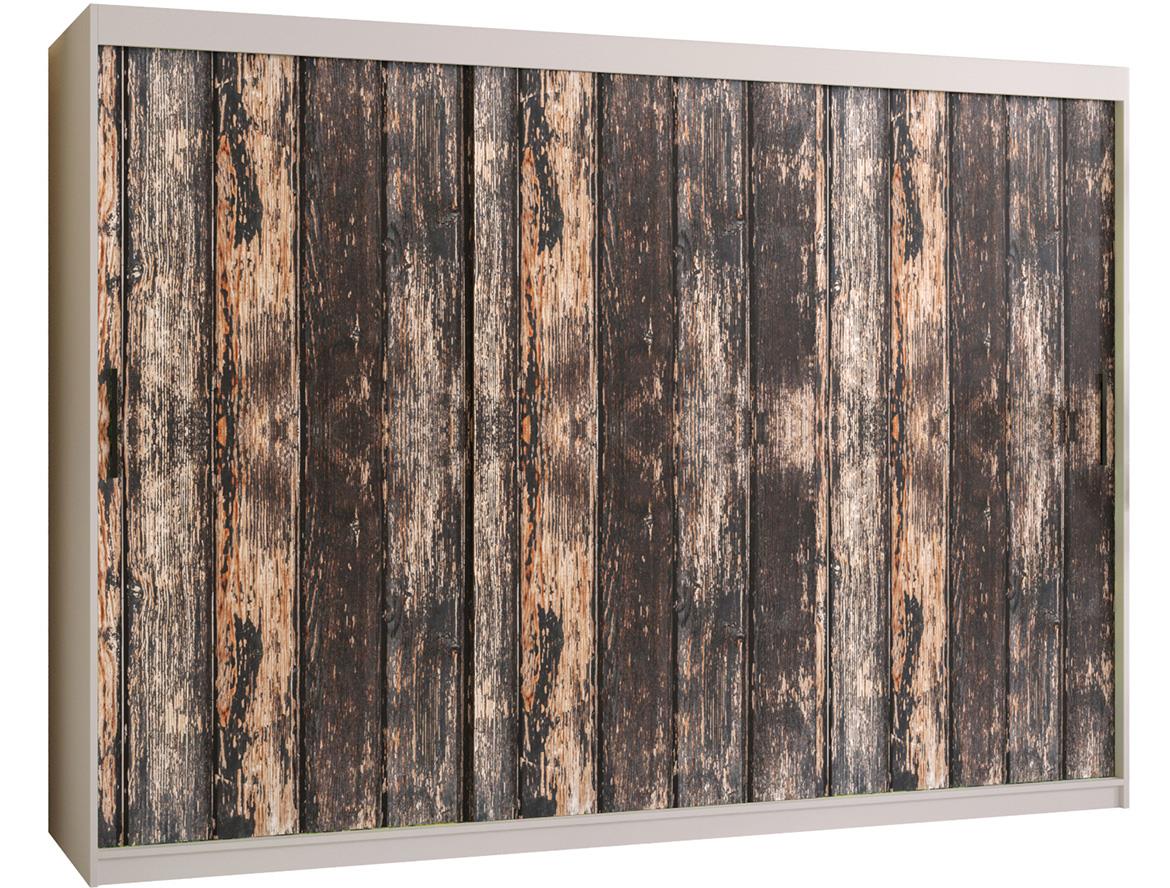 Rustic I klizni ormar 3 vrata 250x62x200 cm rustik drvo/crno/beli