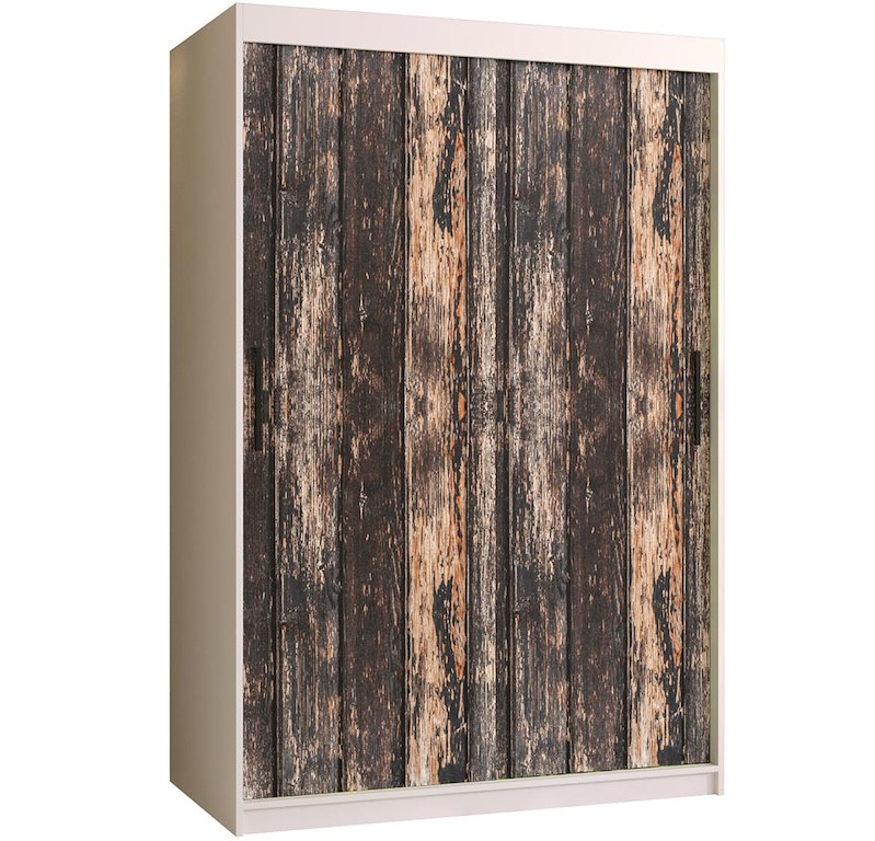 Rustic I klizni ormar 2 vrata 120x62x200 cm rustik drvo/crno/beli