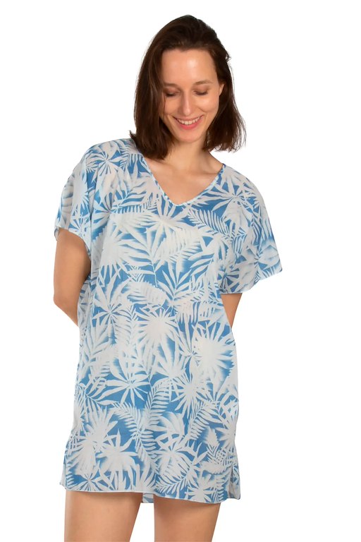 AKER Kaftan za plažu Leaf belo-plavi