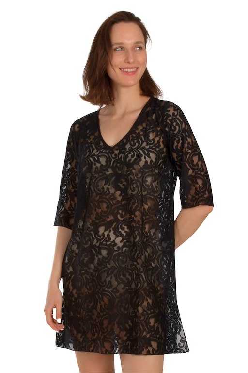 AKER Kaftan za plažu Lace Detailed crni