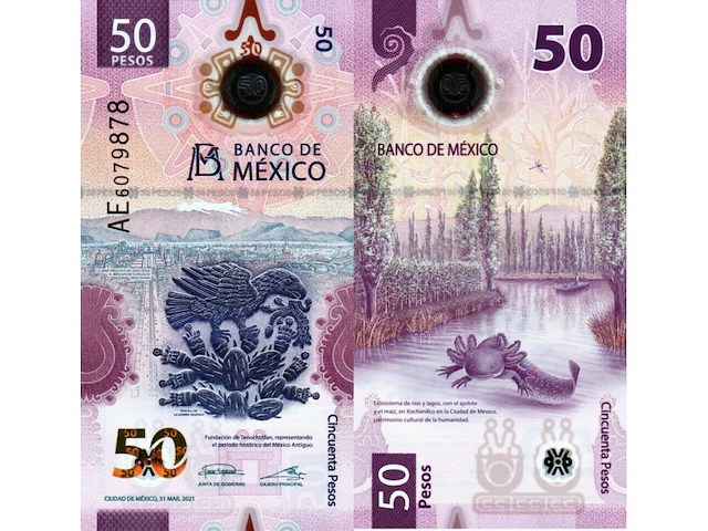 MEKSIKO Mexico 50 Pesos 2021 UNC, P-133  Polymer