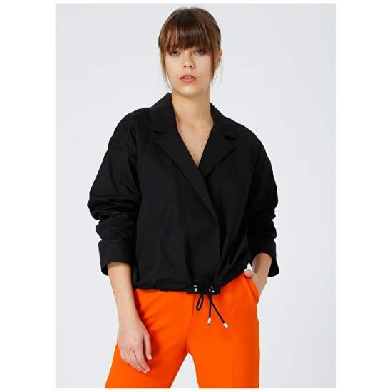 Factory Felipe Jacket Collar Basic Obični crni ženski kaput