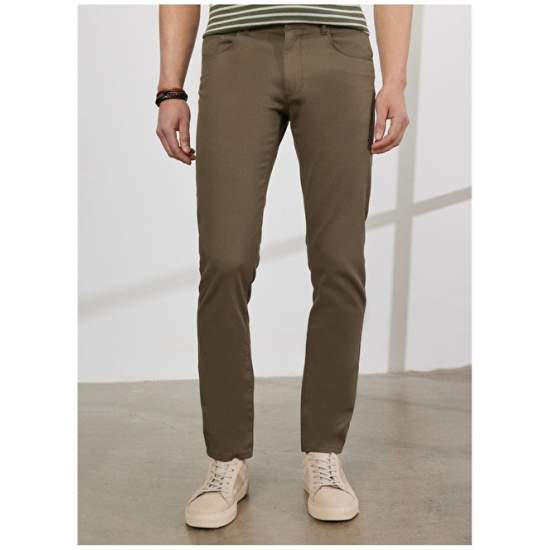 Altınyıldız Classics muške pantalone s normalnim strukom s manžetom u stilu kaki boje 4A012320009356