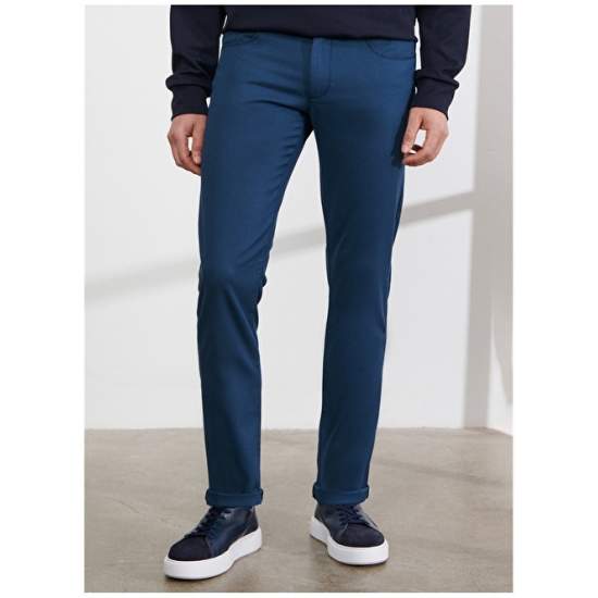 Altınyıldız Classics Muške pantalone s normalnom strukom i udobnom postavom sivo - plave 4A012320009352