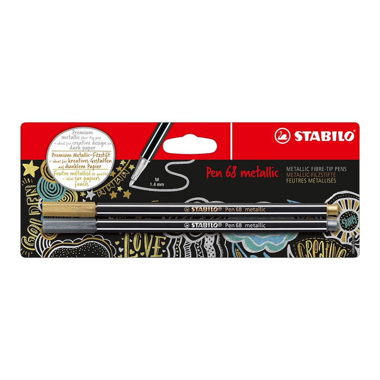 Metalik flomasteri STABILO Pen 68 metallic 1/2 blister
